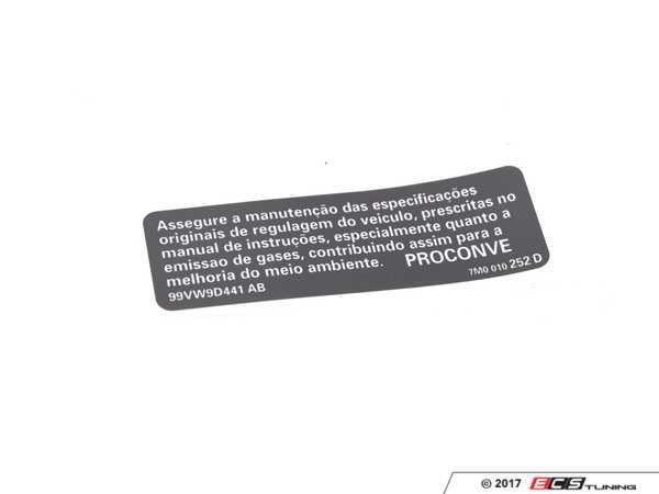 Genuine Volkswagen Audi - 7M0010252D - STICKER (7M0 010 252 D)