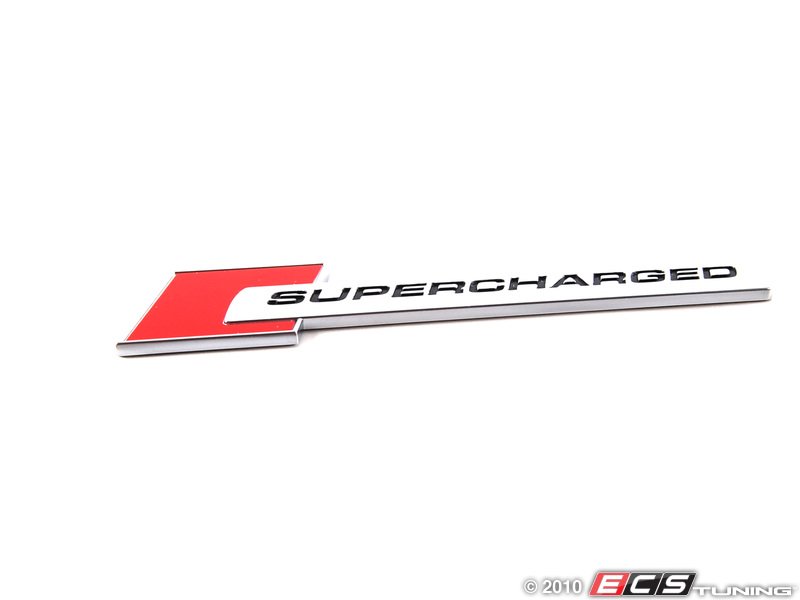 ECS News - Red/Chrome "Supercharged" Badge for AUDI 3.0T