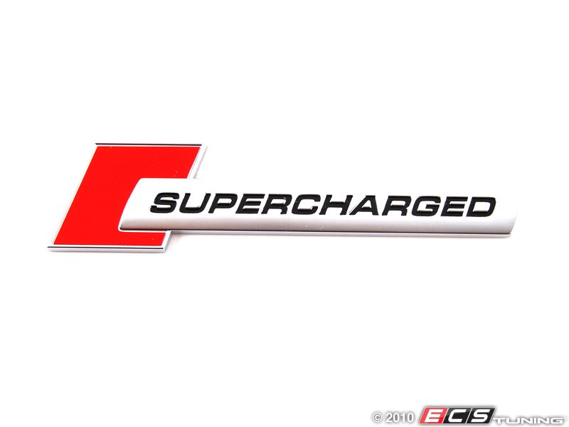 ECS News - Red/Chrome "Supercharged" Badge for AUDI 3.0T
