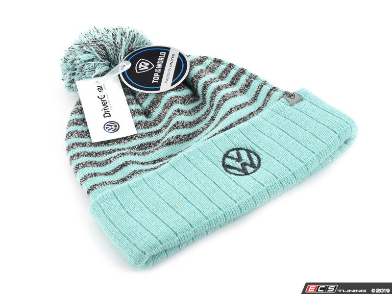 Genuine Volkswagen Audi - DRG004853AQUOS - Pom Striped Knit Cap - (NO ...