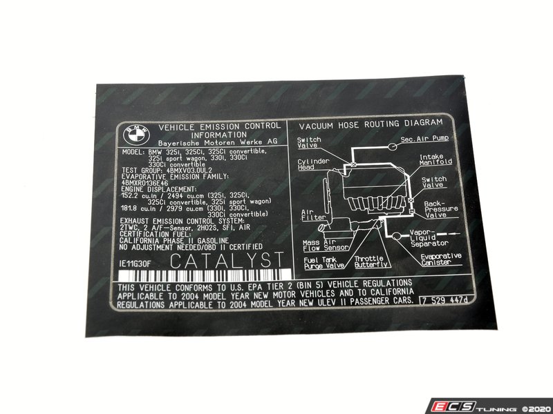 Genuine BMW - 71227529447 - Exhaust Emissions Label (71-22-7-529-447)