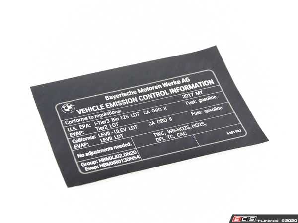 Genuine BMW - 71228681992 - LABEL EXHAUST EMISS (71-22-8-681-992)