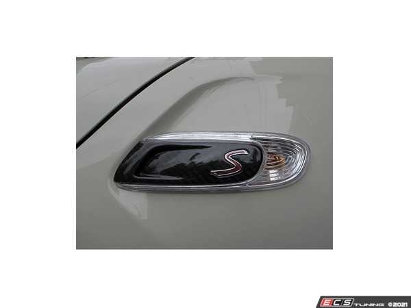 ECS - 63137298351CF - Side Turn Signal Scuttles "S" Carbon Fiber Covers
