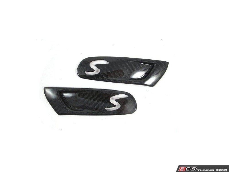 ECS - 63137298351CF - Side Turn Signal Scuttles "S" Carbon Fiber Covers