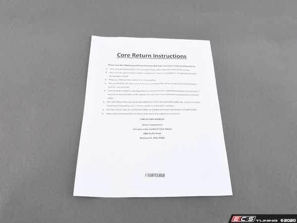 Original Equipment Supplier - CORERETURNDOC - Core Return Policy Document