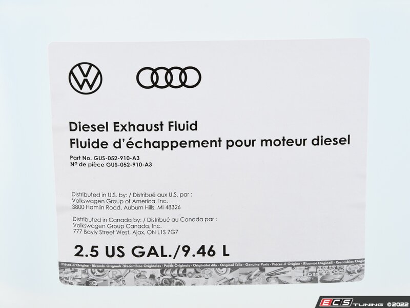 Genuine Volkswagen Audi - GUS052910A3 - AdBlue DEF Fluid - 9.46 Liters ...