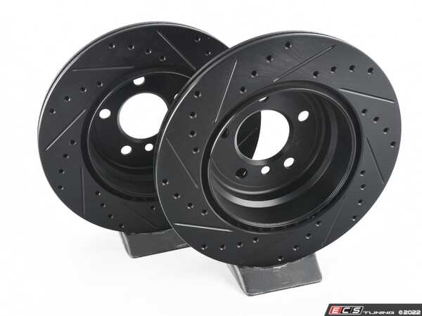 ECS - 34216868940-XS - Rear V5 Drilled & Slotted Brake Rotors - Set ...