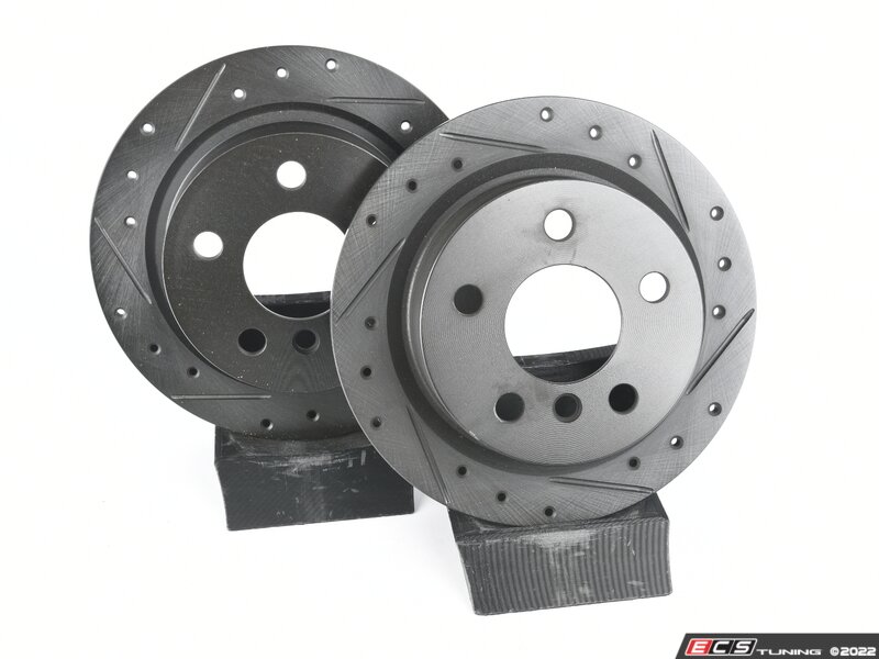 ECS - 34216799383-XS - Rear V5 Drilled & Slotted Brake Rotors - Set ...