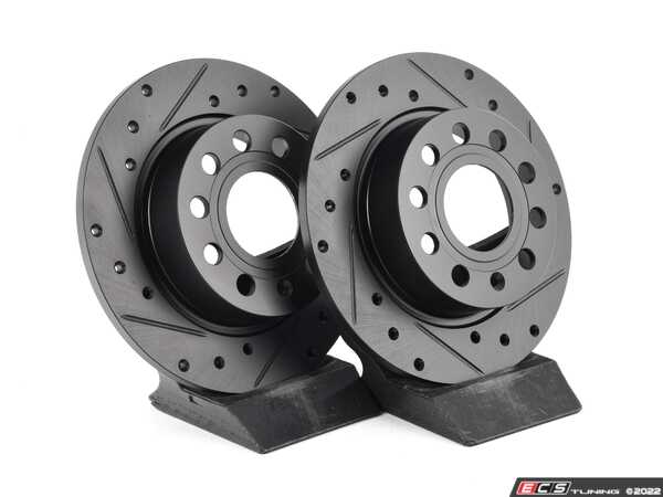 ECS - 5Q0615601F-XS - Rear V5 Drilled & Slotted Brake Rotors - Set (253x10)