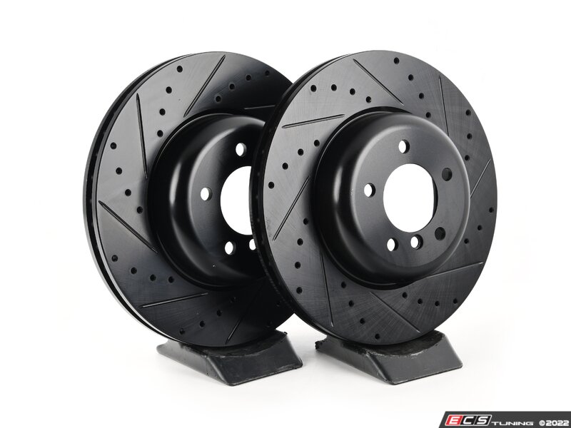 ECS - 34116763824-XS - Front V5 Drilled & Slotted Brake Rotors - Set ...