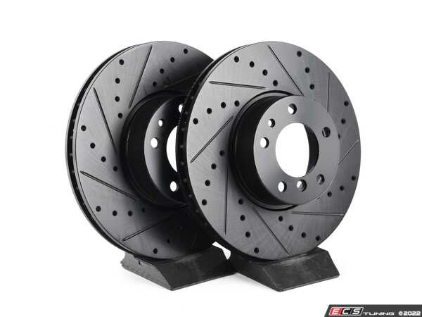 ECS - 34116757747-XS - Front V5 Drilled & Slotted Brake Rotors - Set ...