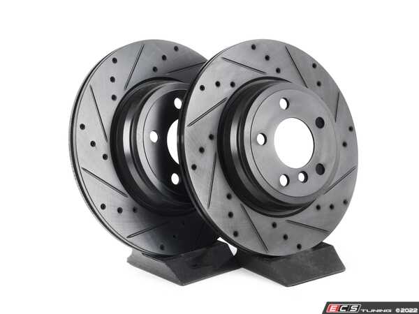ECS - 34216864899-XS - Rear V5 Drilled & Slotted Brake Rotors - Set ...