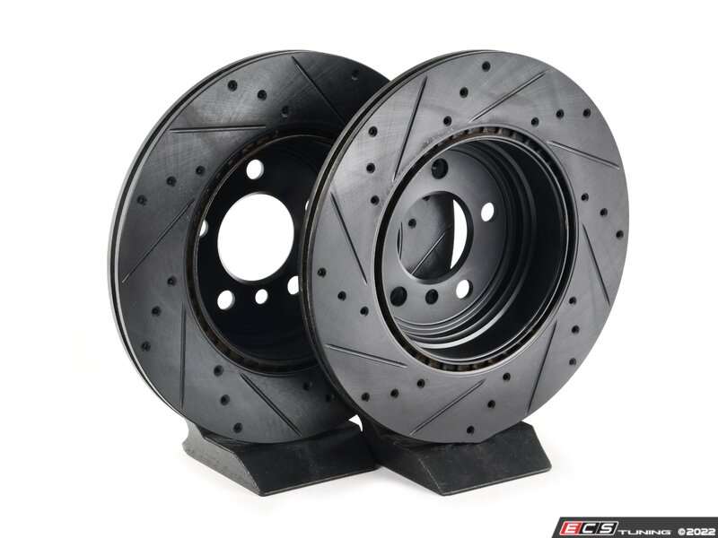 ECS - 34216864899-XS - Rear V5 Drilled & Slotted Brake Rotors - Set ...