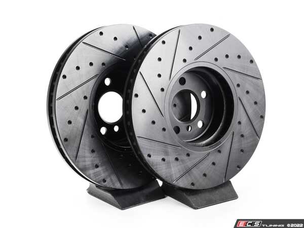 ECS - 34116860911-XS - Front V5 Drilled & Slotted Brake Rotors - Set ...
