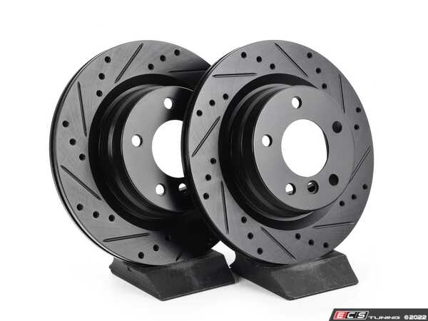 ECS - 34216855007-XS - Rear V5 Drilled & Slotted Brake Rotors - Set ...