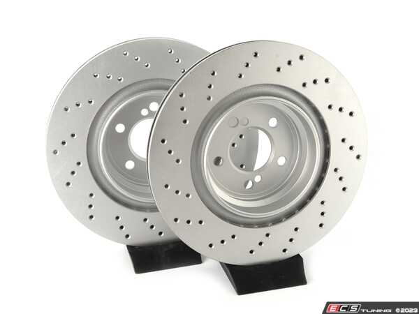 ECS - 34212284811-X - Rear V5 Drilled Brake Rotors - Set (370x24)