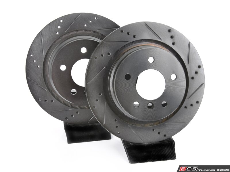 ECS - 34212227177-XS - Rear V5 Drilled & Slotted Brake Rotors - Set ...