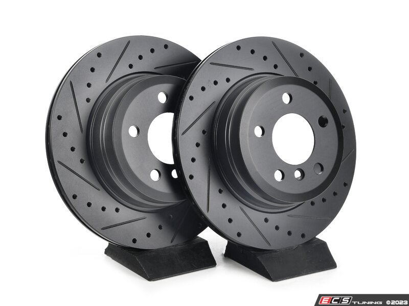 ECS - 34216868940-XS - Rear V5 Drilled & Slotted Brake Rotors - Set ...