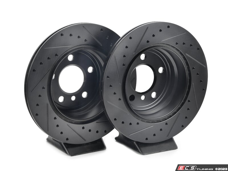 ECS - 34216868940-XS - Rear V5 Drilled & Slotted Brake Rotors - Set ...