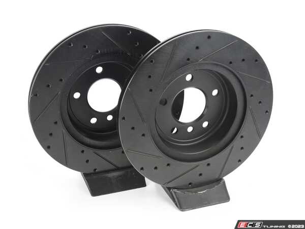ECS - 34216782607-XS - Rear V5 Drilled & Slotted Brake Rotors - Set ...