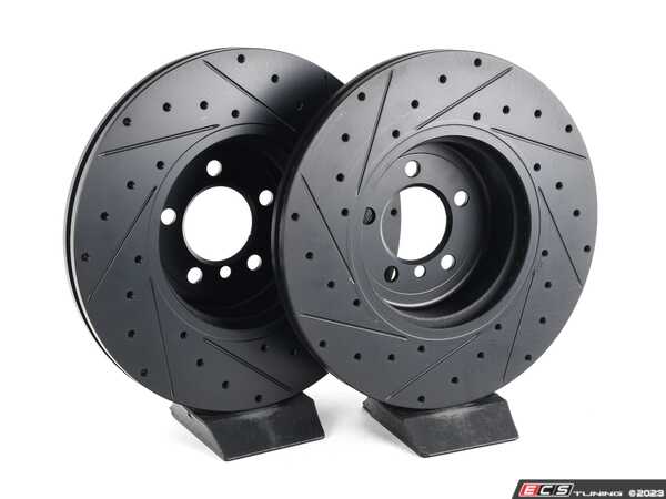 ECS - 34106797606-XS - Front V5 Drilled & Slotted Brake Rotors - Set ...