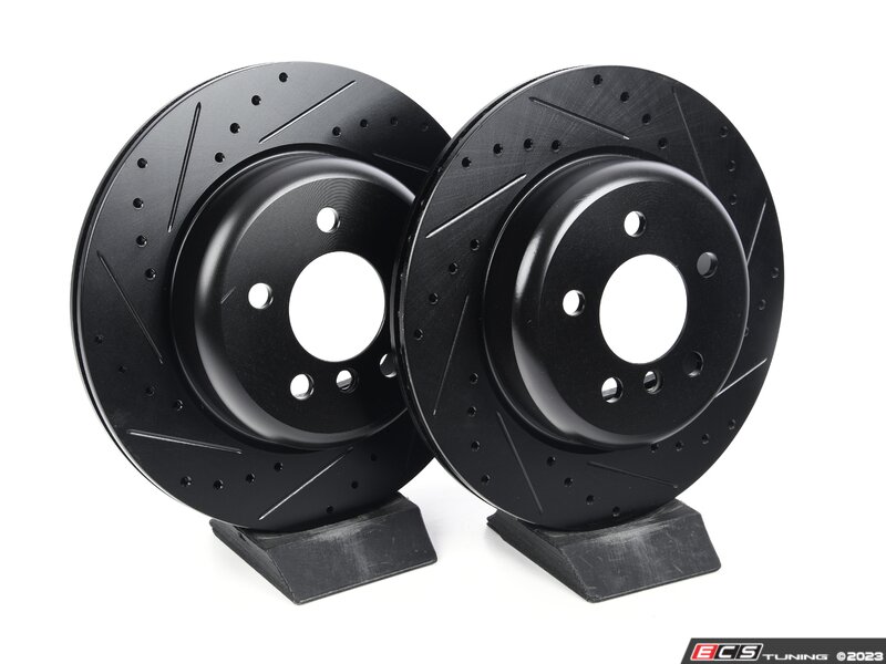 ECS - 34216898733-XS - Rear V5 Drilled & Slotted Brake Rotors - Set ...