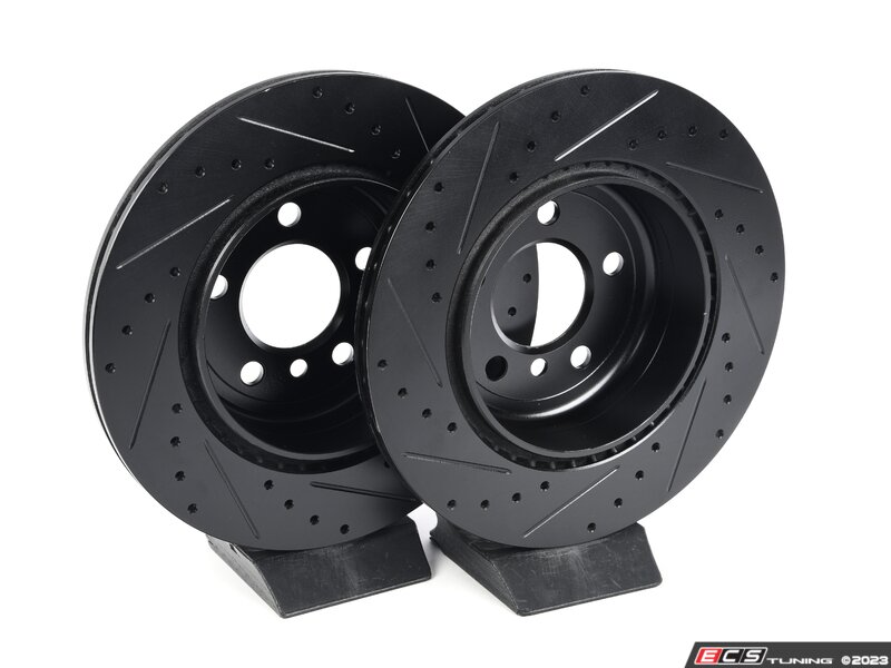 ECS - 34216898733-XS - Rear V5 Drilled & Slotted Brake Rotors - Set ...