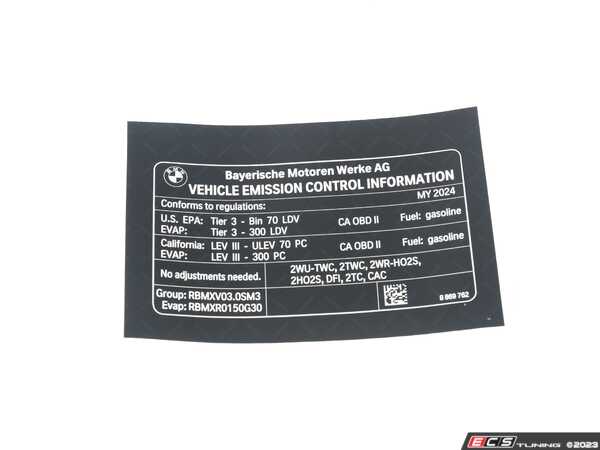 Genuine BMW - 71228869762 - INFORMATION LABEL EXHAUST GA (71-22-8-869-762)