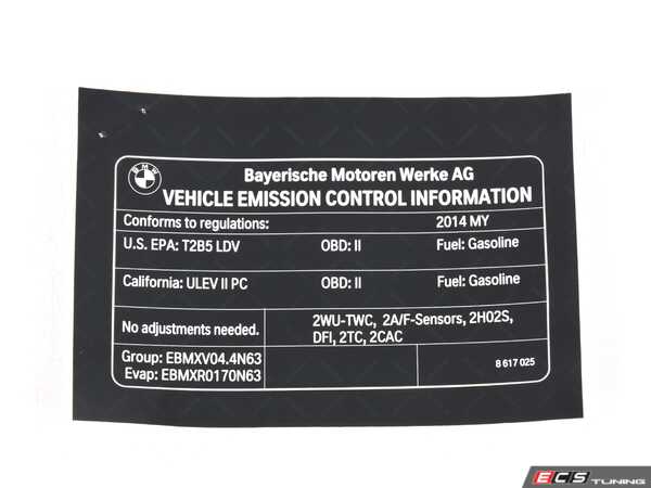 Genuine BMW - 71228617025 - Exhaust Emissions Label (71-22-8-617-025)