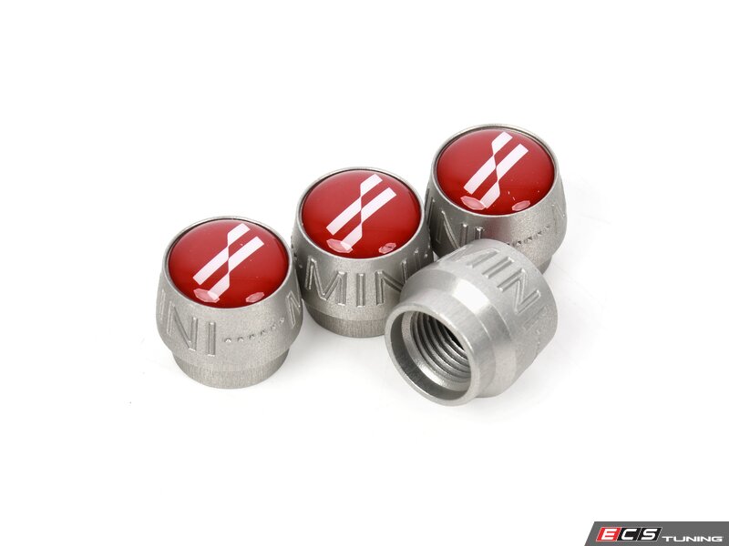 Genuine MINI - 36115A96C26 - JCW Red Logo Valve Stem Caps Set - Set Of ...