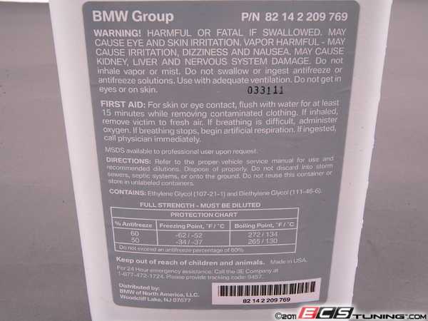 Genuine BMW - 82142209769 - Coolant/Antifreeze - 1 Liter (82-14-2-209-769)