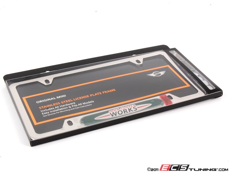 Genuine MINI - 82122148727 - MINI JCW Logo License Plate Frame - Chrome ...
