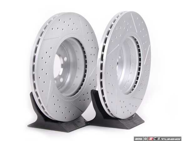 Genuine BMW - 34116786392 - Front Cross Drilled & Slotted Brake Rotors ...