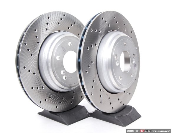 Genuine BMW - 3489228380304 - Rear Cross Drilled Brake Rotors - Pair ...