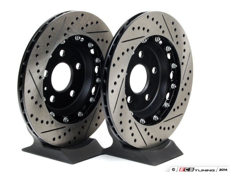 ECS - 000036ECS02AKT - Rear Cross-Drilled & Slotted 2-Piece Semi-Floating Brake Rotors - Pair ...