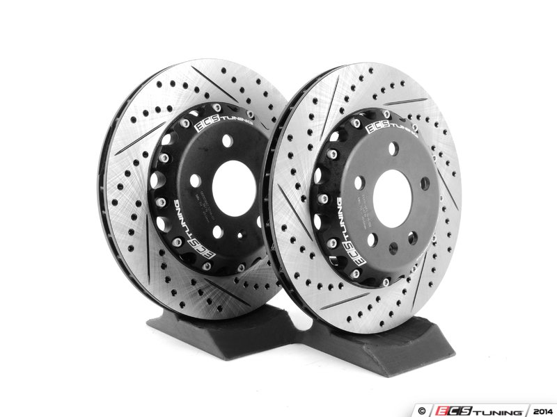 ECS - 000036ECS02AKT - Rear Cross-Drilled & Slotted 2-Piece Semi-Floating Brake Rotors - Pair ...