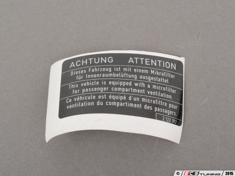 Genuine BMW - 71212122192 - LABEL (71-21-2-122-192)