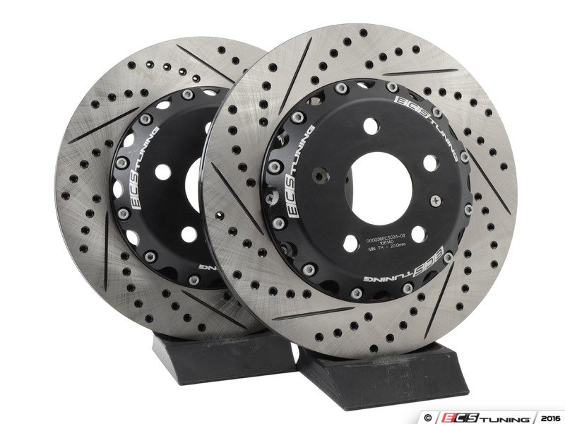 Assembled By ECS - 013928ecs1234KT - Front And Rear Cross-Drilled & Slotted 2-Piece Brake Kit ...