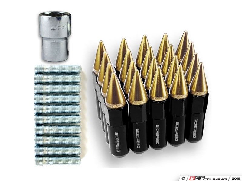 Sickspeed - 20BLK/24KSPKWSCA - Locking Spike Lugs Nuts With Stud ...
