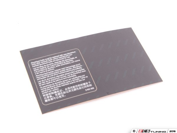 Genuine BMW - 71228662868 - LABEL, ALUMINUM SCRE (71-22-8-662-868)
