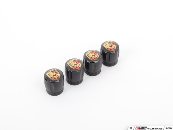 Genuine Porsche - 99104460267 - Porsche Crest Black Valve Stem Caps ...