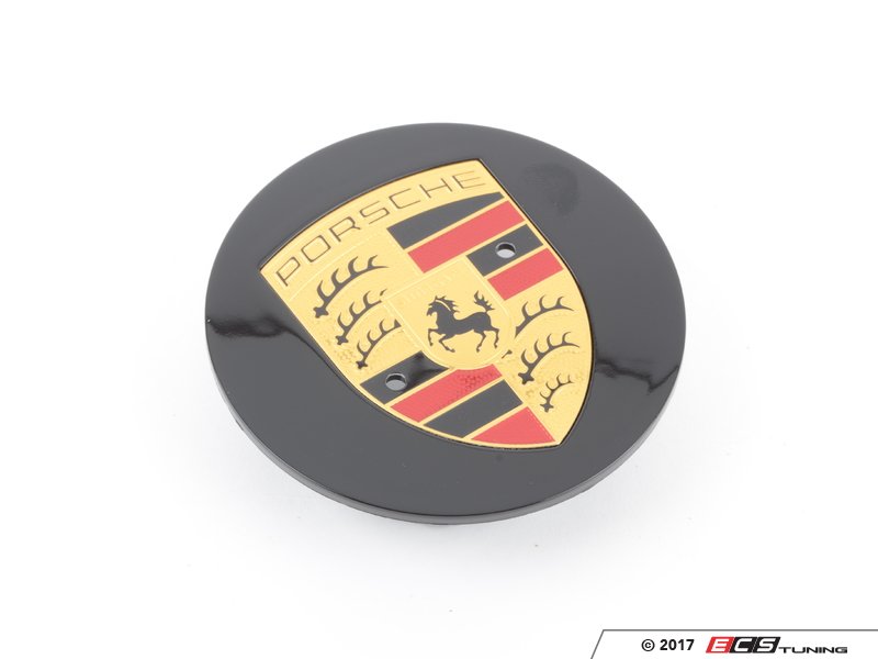 Genuine Porsche - 00004460721 - Center Cap Set - Black with Colored Crests