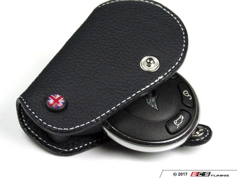 Go Badges - KC021 - MINI Cooper Black Leather / White Stitching Key Fob ...